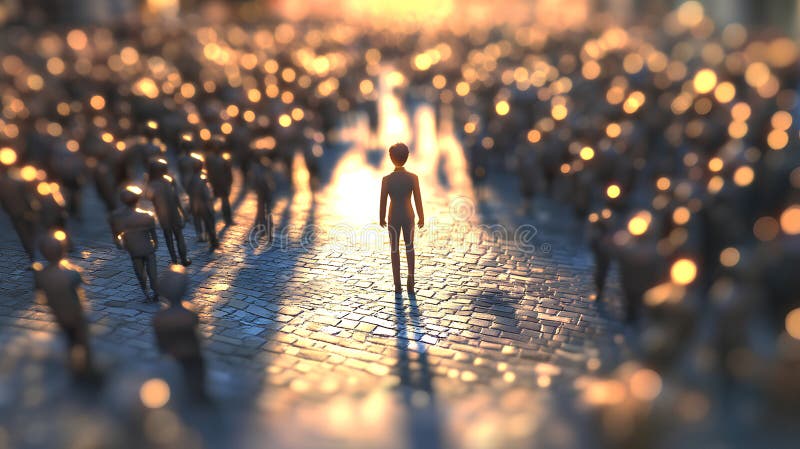 A Single Man Walking through a Busy Crowd, Symbolizing Individuality ...