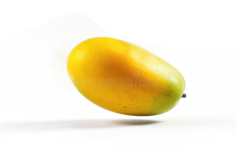 A Single Mango Fruit Sitting on a White Surface with a Subtle Shadow ...