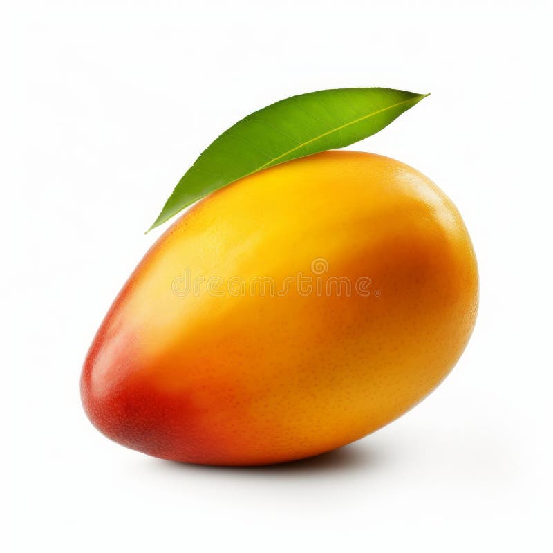 Mango with Leaf on White Background - Subtle Gradient Style Stock ...