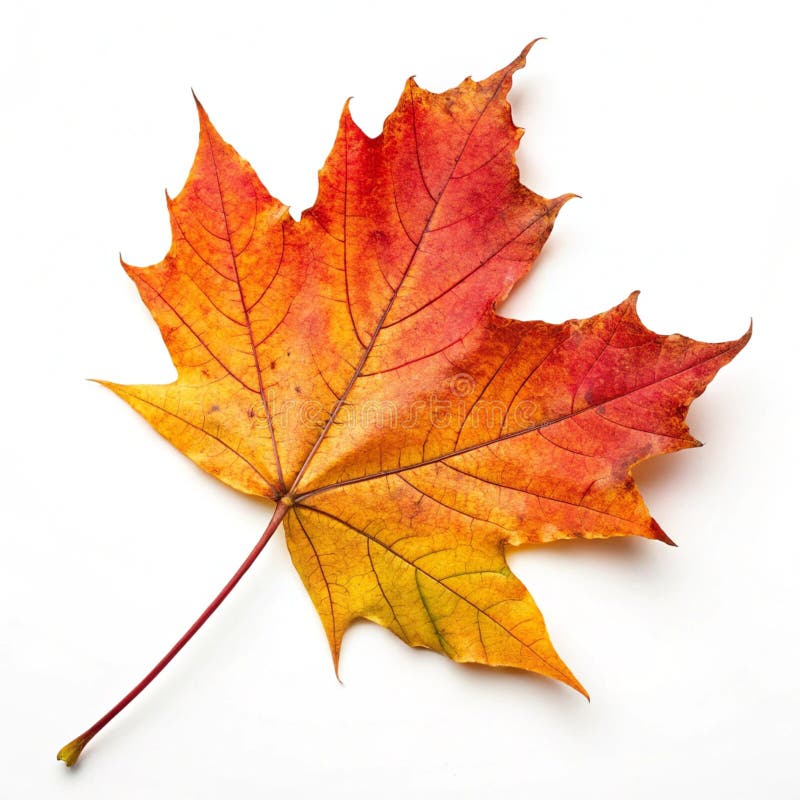 Single Maple Leaf in Autumn Colors Isolated on White Background Stock ...