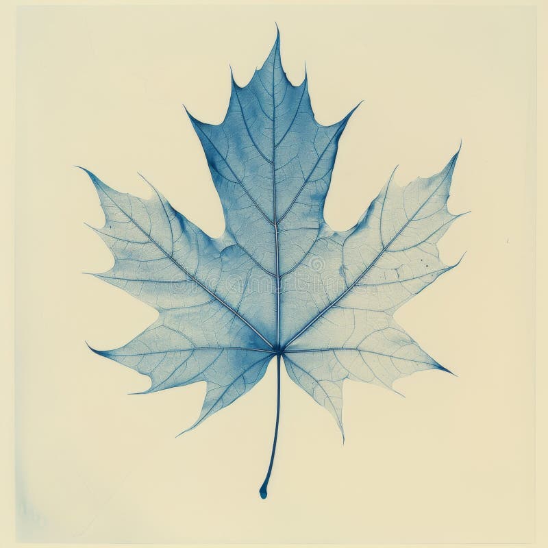 Single Maple Leaf in Blue Tones on Light Background - Nature, Botany ...