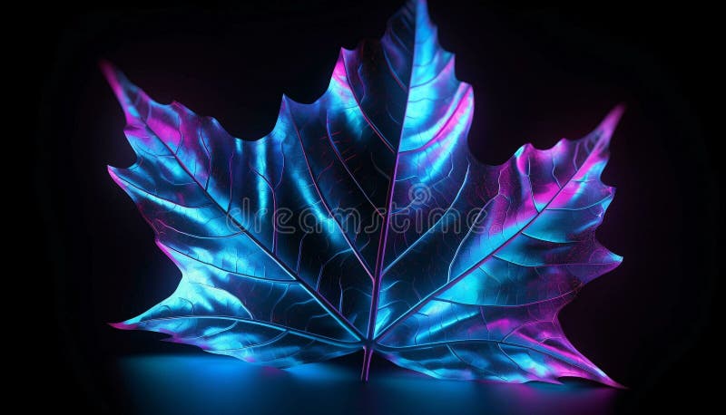 Neon Maple Leaf: a Glowing Autumn Abstract Stock Illustration ...