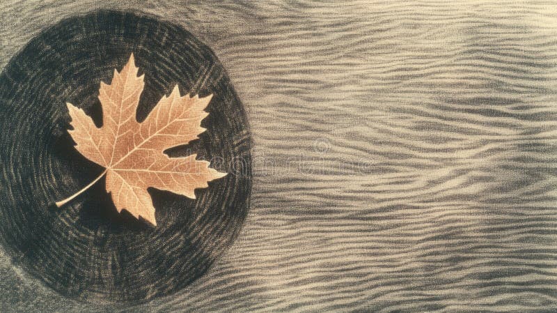 A Single Maple Leaf Resting on Dark Wood Grain Background Stock Photo ...