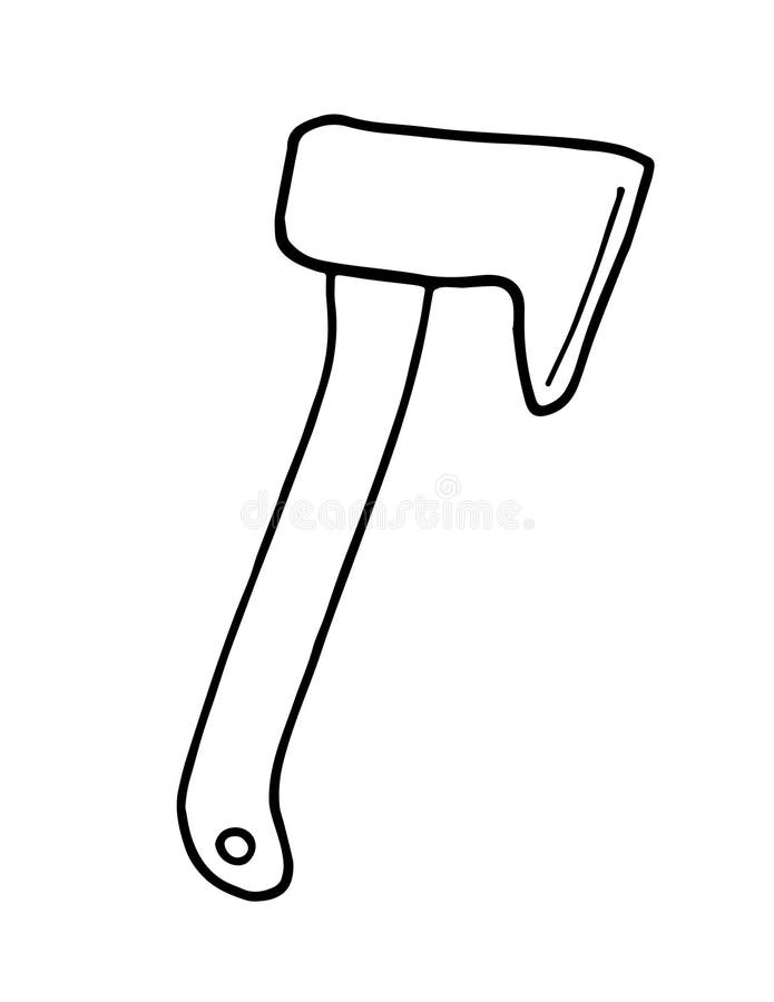 Single Marching Axe with Sharp Blade. Vector Drawing in Doodle Style ...