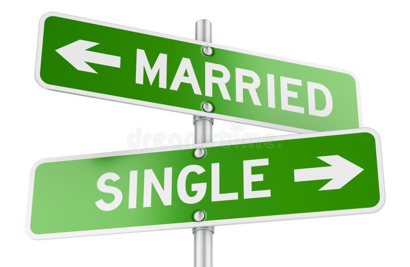 Single or Married, Concept. Opposite Traffic Sign, 3D Rendering Stock ...