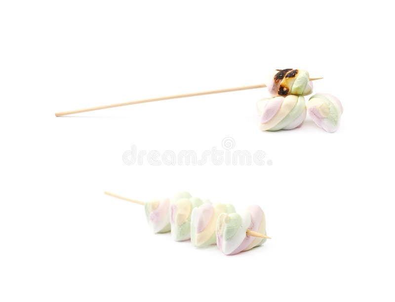 Single Marshmallow Candy on a Stick Stock Image - Image of chewy ...