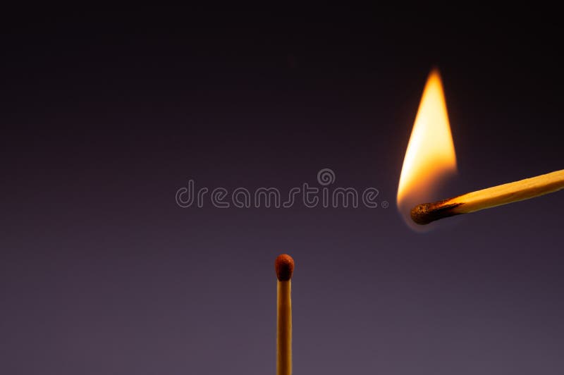 Single Match and Burning Match Nearby Stock Image - Image of flaming ...