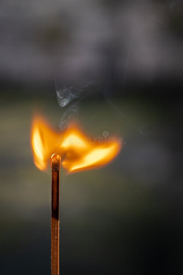Single Match Stick Flame stock image. Image of smoke - 243161337