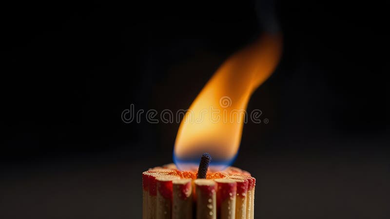 A Single Matchstick Burning with a Clean and Elegant Flame Stock ...