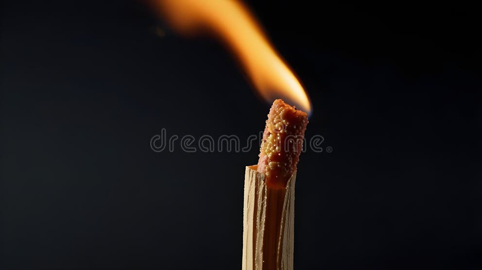 A Single Matchstick Igniting in Slow Motion Stock Illustration ...