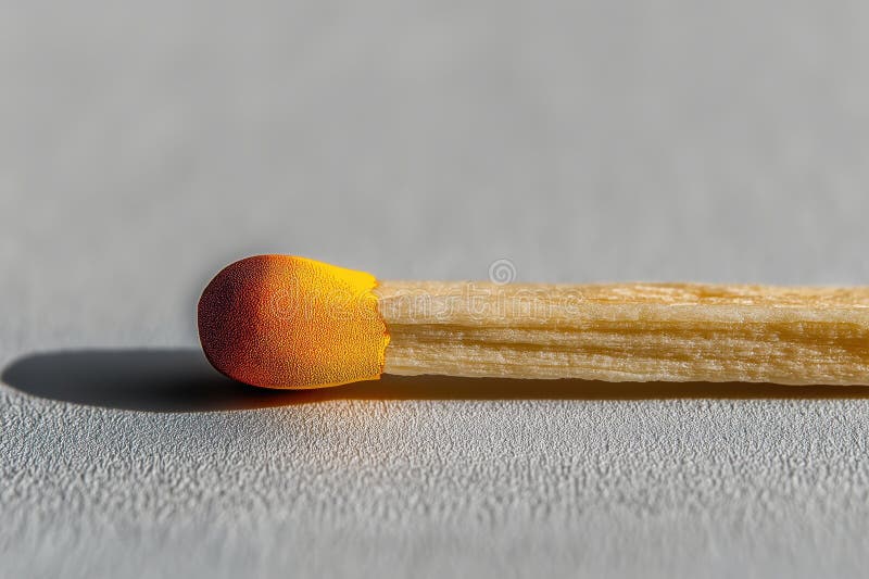 Single Matchstick Lies Parallel on Gray Surface, Stillness before ...