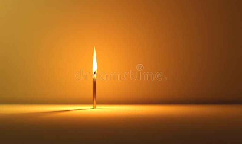 A Single Matchstick is Lit on Fire, Creating a Small Flame Stock Image ...