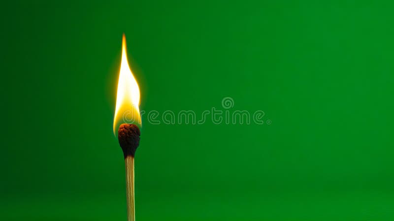 A Single Matchstick with a Lit Matchstick Sticking Out of it Stock ...