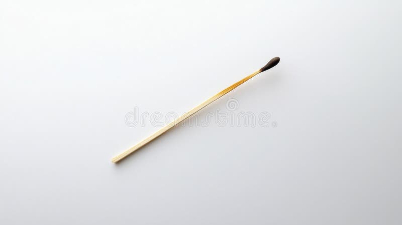 Single Matchstick on White Surface with Slight Burnt Tip Detail Stock ...