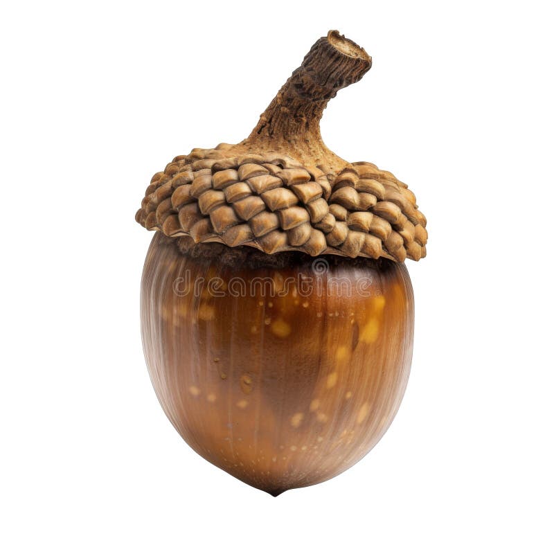 A Single, Mature Acorn with a Brown Cap and Stem Stock Photo - Image of ...