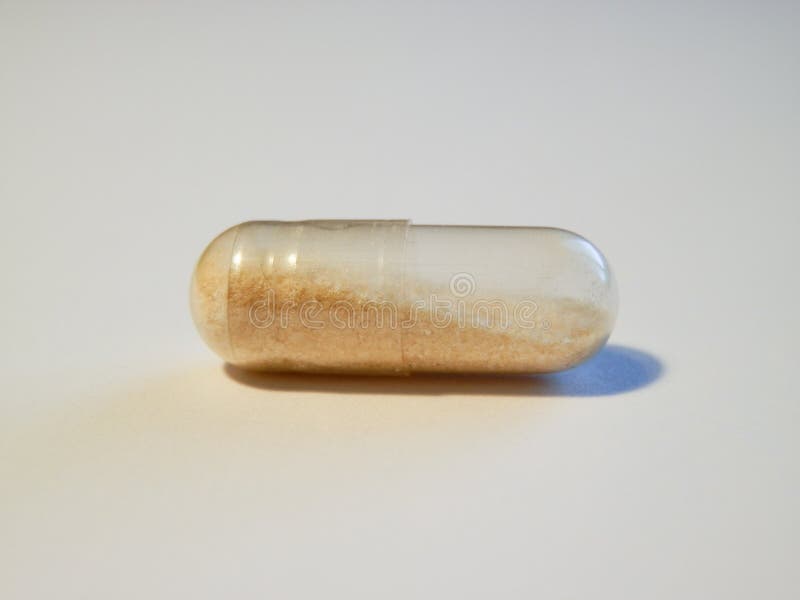 Single Medicine Drug Pill Brown Oval One 2 Stock Photo - Image of ...