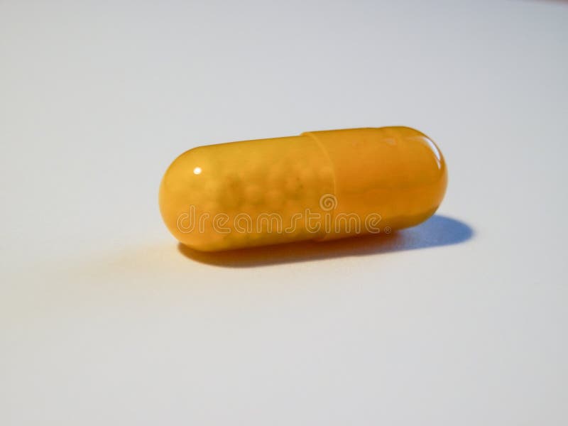 Single Medicine Drug Pill Yellow Oval One 3 Stock Photo - Image of ...