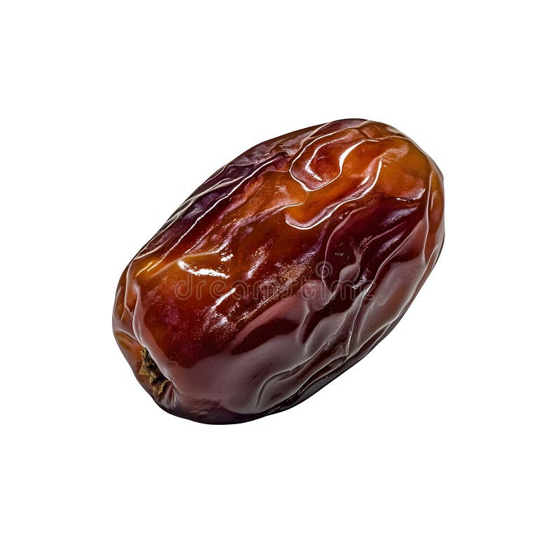 A Single Medjool Date with Its Wrinkled Skin Sitting on a Plain White ...