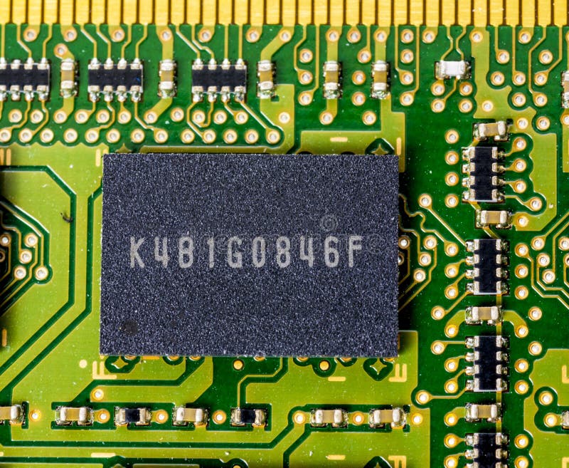 Memory Chips in a Cell Phone Board Stock Image - Image of leads ...