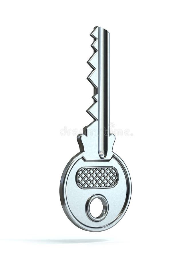 Single metal key 3D stock illustration. Illustration of real - 241066266