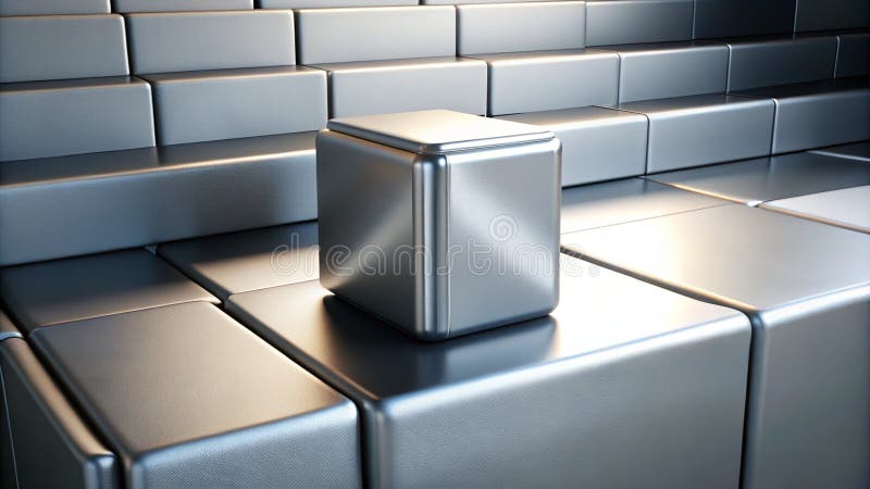 A Single Metallic Cube Stands Out on a Platform Made of Similar Cubes ...