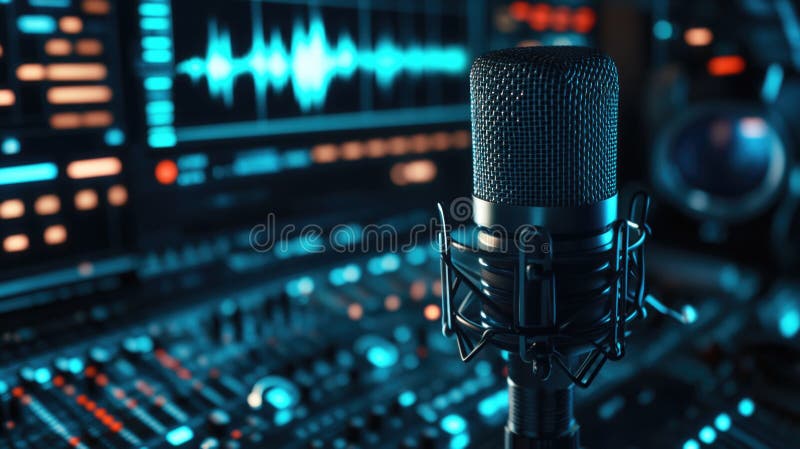Microphone on Sound Board stock image. Image of music - 377256709