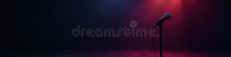 Single Microphone, Stage Spotlight, Black Backdrop, Graphics, Minimal ...