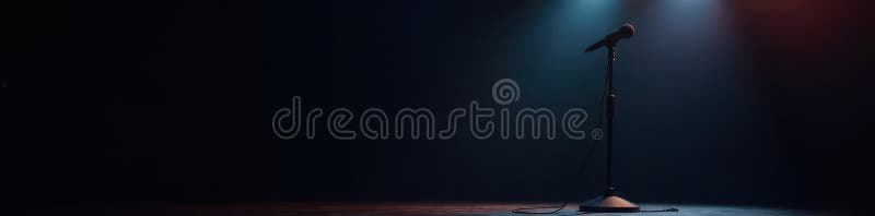 Single Microphone, Stage Spotlight, Black Backdrop, Object, Texture ...