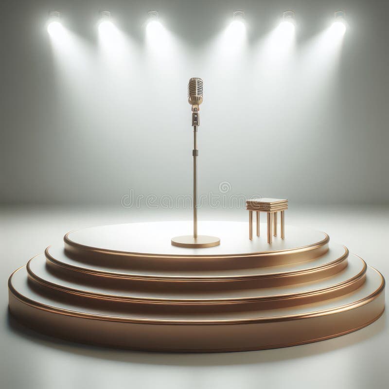 Single Microphone Standing on Stage. Stock Image - Image of color ...