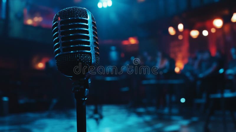 Stage Awaits Spotlight on Microphone Beckons Audience Interaction and ...