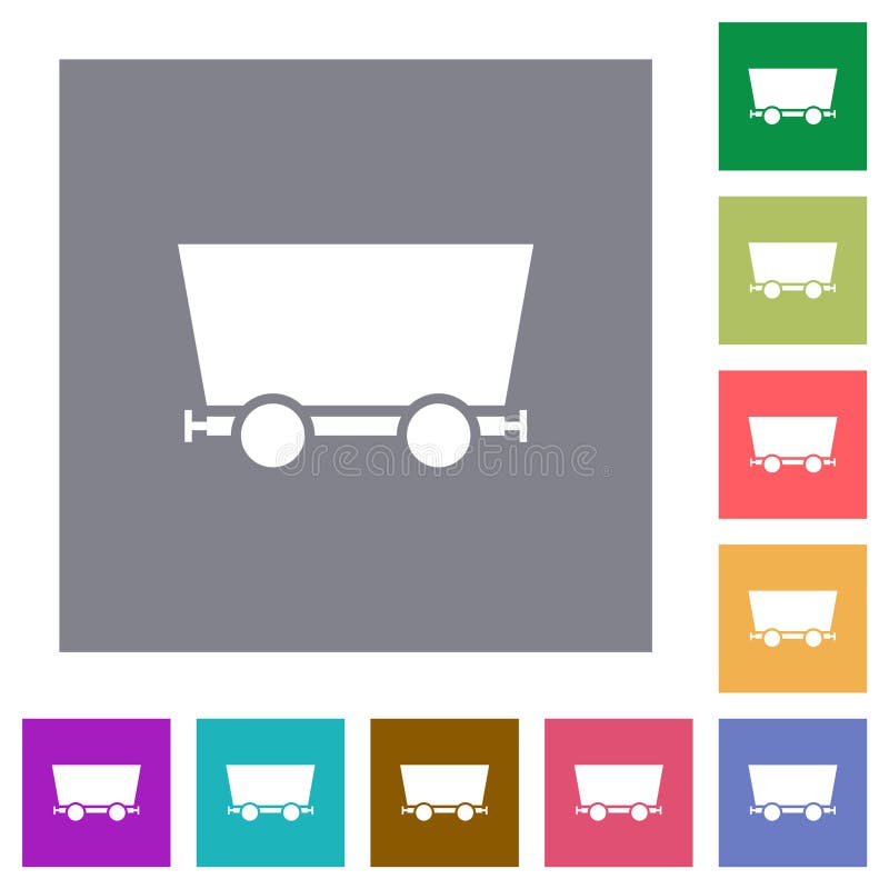 Single Mine Cart Square Flat Icons Stock Vector - Illustration of minecart, tram: 271657723