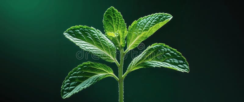 Single Mint Leaf with Deep Green Background Stock Photo - Image of ...