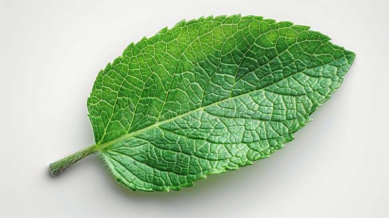 A Single Mint Leaf on White Background Stock Illustration ...