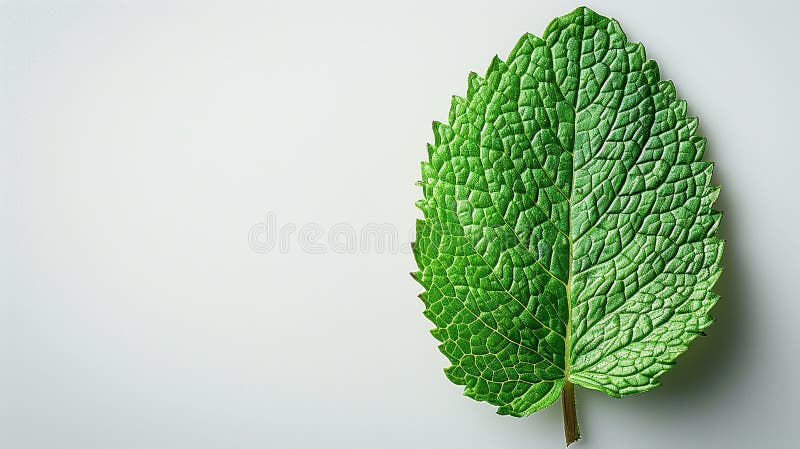 A Single Mint Leaf on a White Background Stock Illustration ...