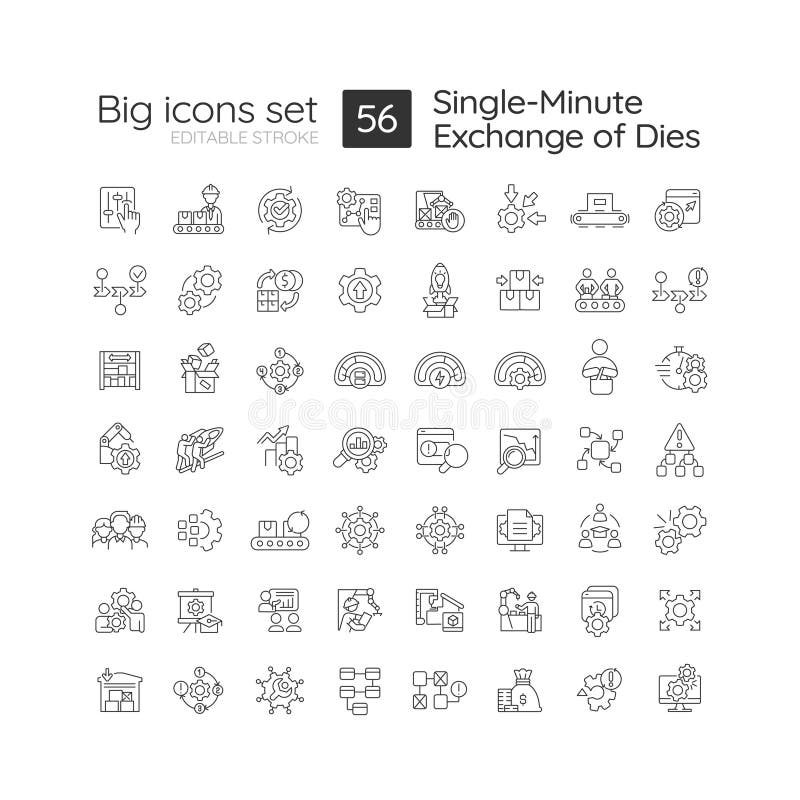 Single Minute Exchange of Dies Linear Icons Set Stock Vector ...