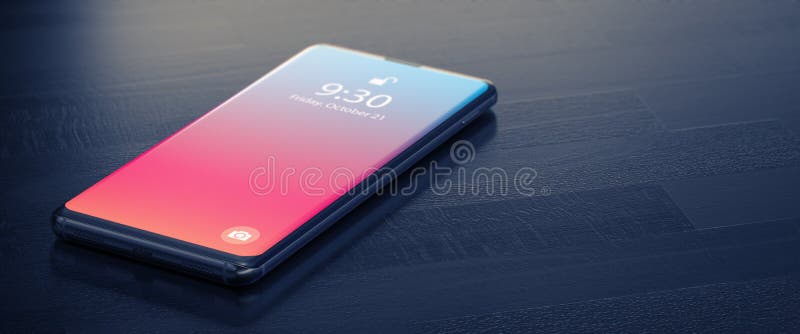 A Single Mobile Phone or Smartphone on Wooden Dark Grey Table. Stock ...