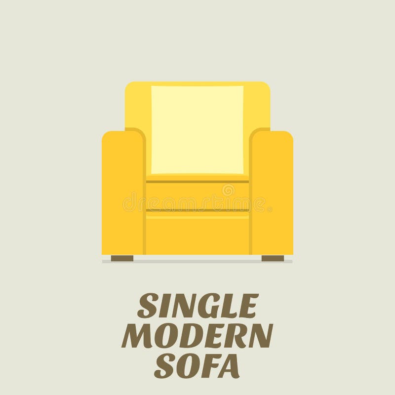 Single Modern Sofa Flat Design Stock Vector - Illustration of armchair ...