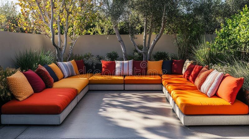 Single Modular Seating Arrangement Styled Vibrant Cushions Stock Photos ...