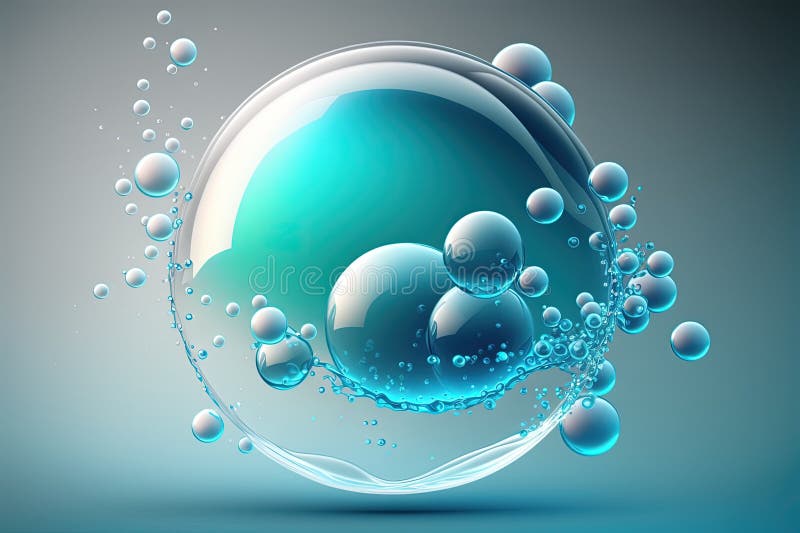 A Single Molecule Floating Inside a Liquid Bubble Stock Illustration - Illustration of liquid ...