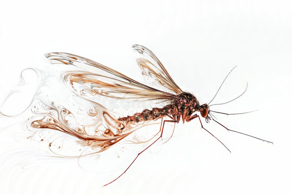 Single Mosquito in Abstract Style, Isolated on White Stock Illustration ...