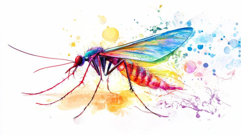Single Mosquito in Abstract Style, Isolated on White Stock Illustration ...