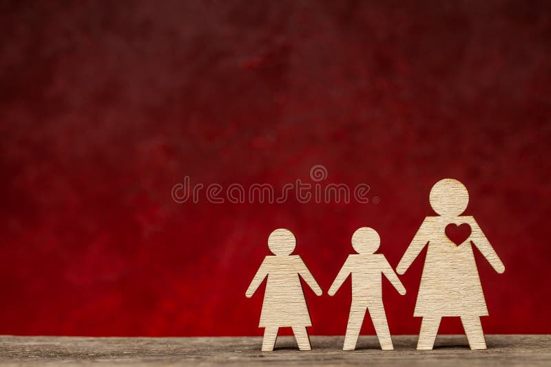 Single Mother. Mom Alone Brings Up Children without a Father. Stock ...