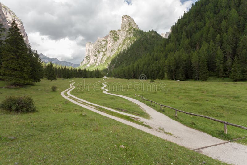 A Single Mountain Path Splits in Two Different Directions Stock Photo ...