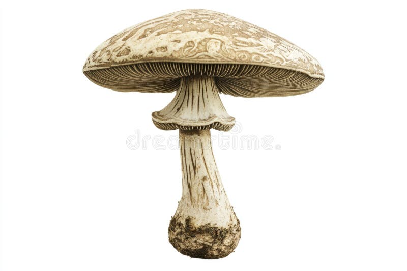 A Single Mushroom Growing on a Plain White Surface Stock Image - Image ...