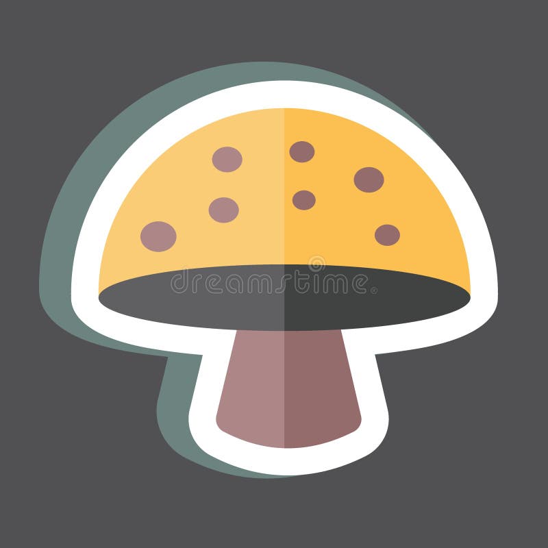 Single Mushroom Sticker in Trendy Isolated on Black Background Stock ...