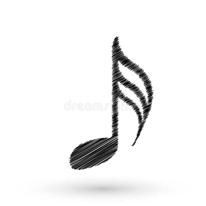 Single Music Note Symbol Black Scribble Texture Vector Design. Song ...