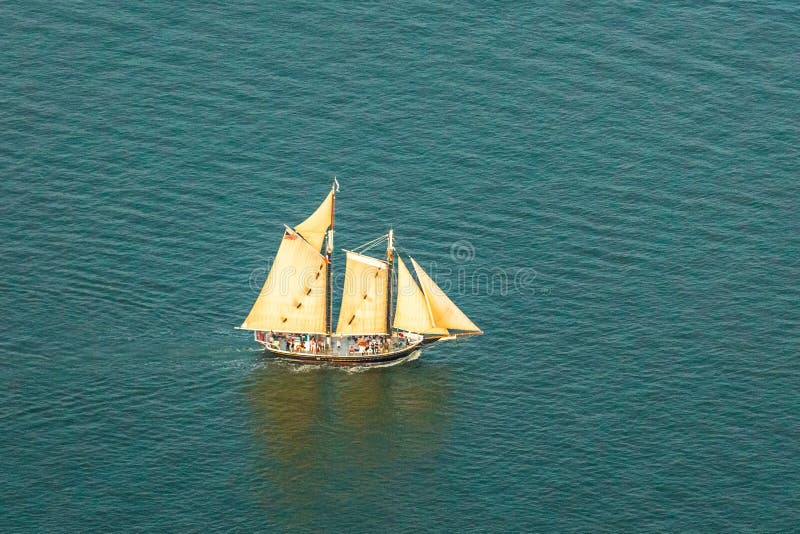 Single Nautical Sail Boat in Open Sea Stock Photo - Image of navigation ...
