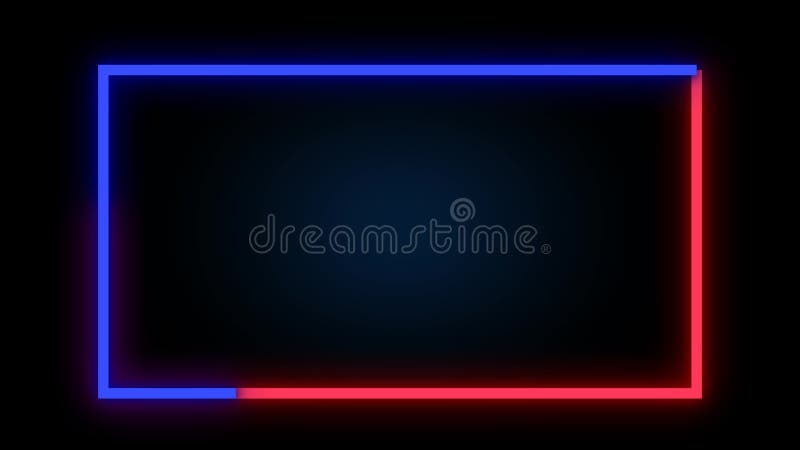 Single Neon Box with Glowing Neon Lights Around it, Simple 80s Backdrop ...