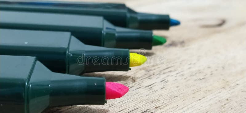 Single Highlighter or Marker on Table Stock Image - Image of ...