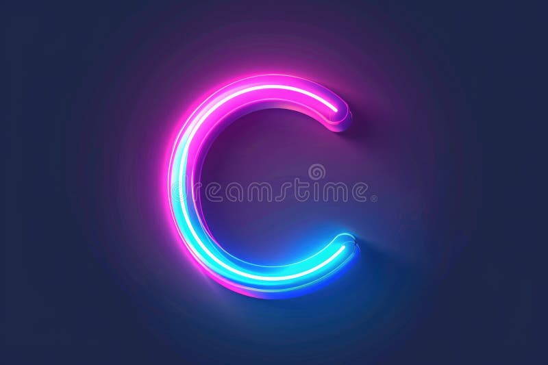 A Single Neon Letter C is Displayed on a Dark Background, Providing ...